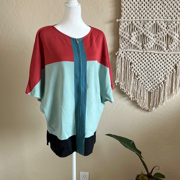 St. John | Tops | St John Color Block Zip Front Wool Blend Top S | Poshmark
